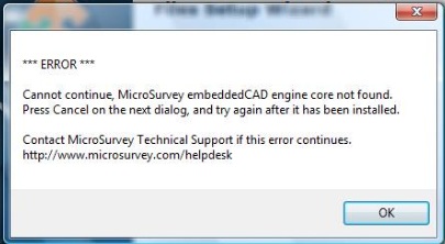 MicroSurvey embeddedCAD Engine Core Error on Installation - Techyv.com